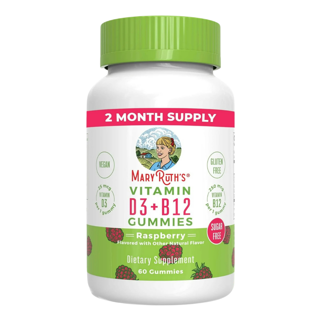 Mary Ruth's Vitamin D3 + B12 Gummies Raspberry, 60 Gummies – arenade.ph