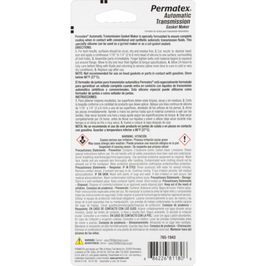 Permatex Automatic Transmission Gasket Maker 81180, 3 oz / 85 g ...