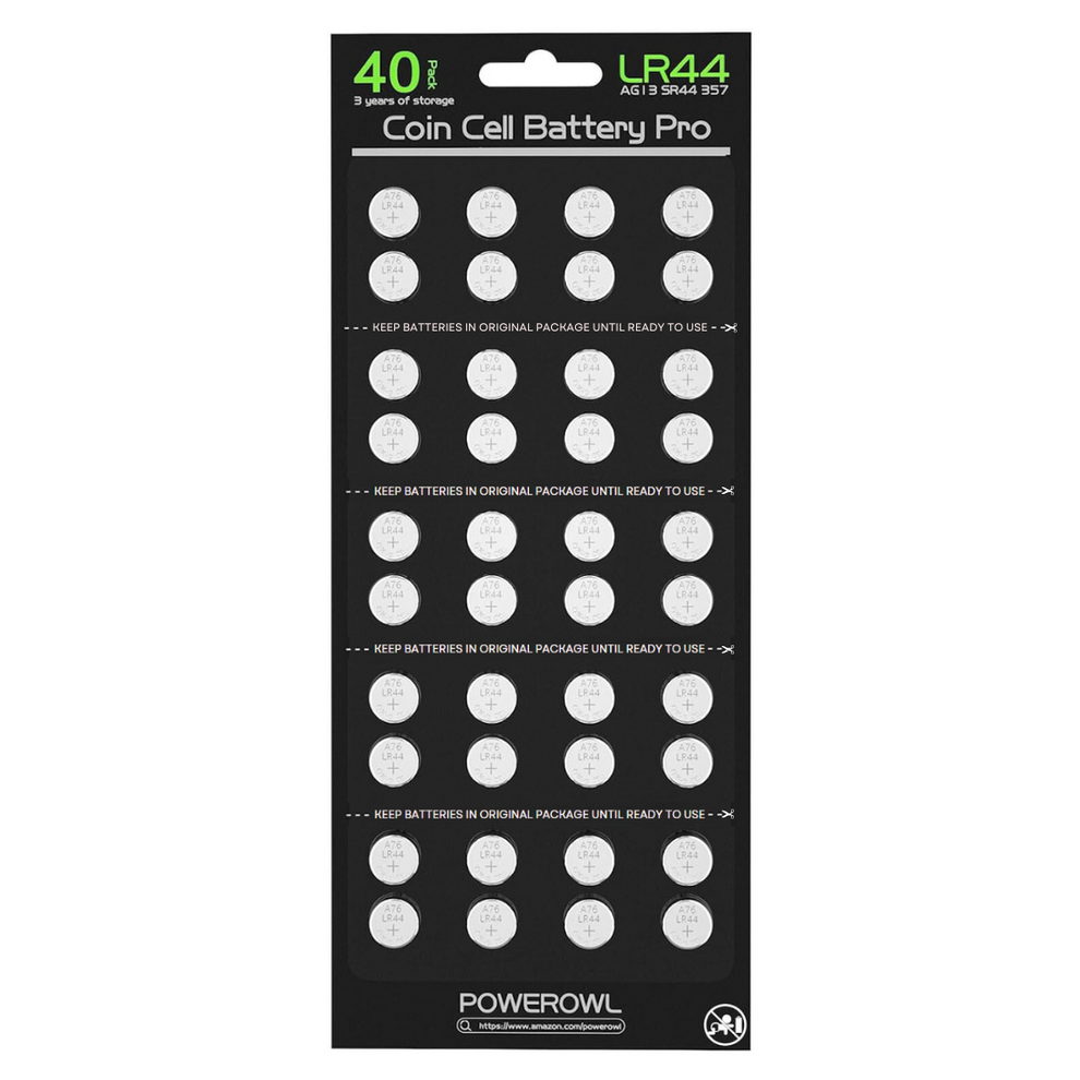Powerowl Coin Cell Battery Pro LR44 AG13 SR44 357 (40 Pack) – arenade.ph