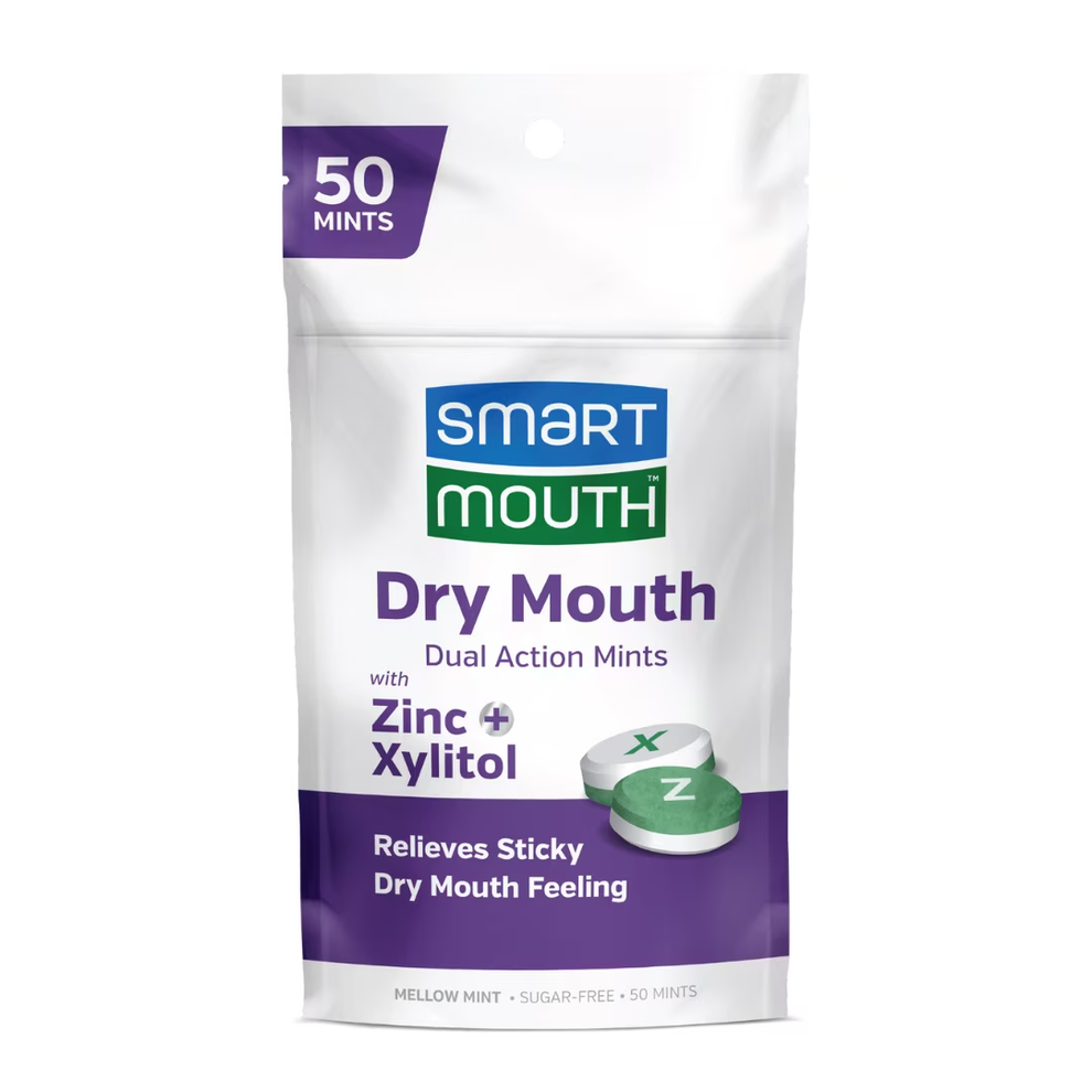 Smart Mouth Dry Mouth Dual Action Mellow Mints with Zinc + Xylitol, 50 ...