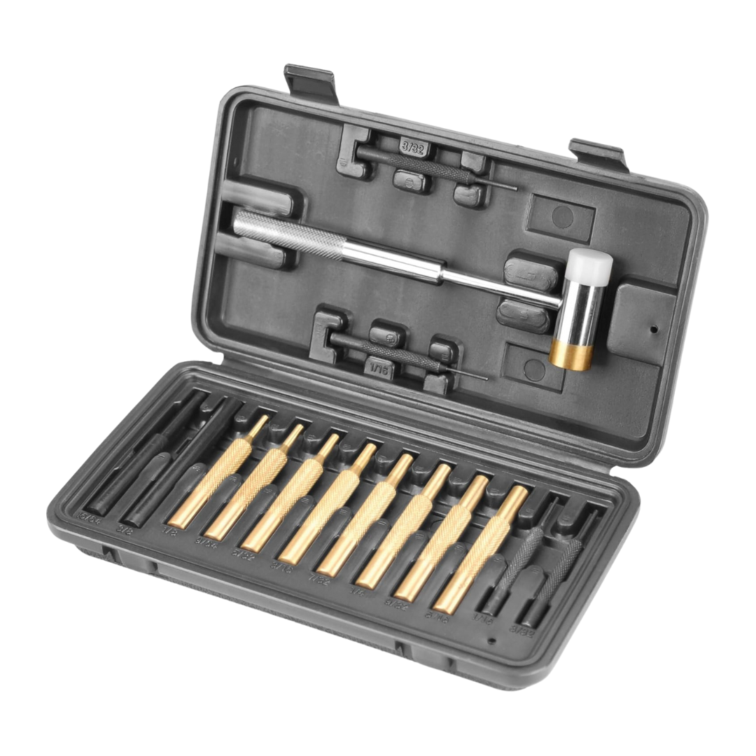 Wheeler Hammer & Punch Set with Durable Molded Case, 8 Brass Punch 4 S ...