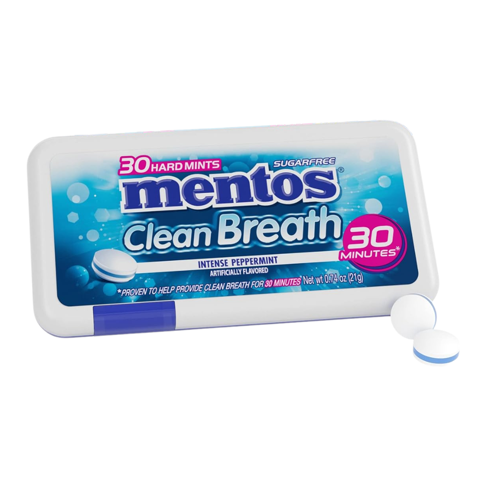 Mentos Clean Breath Sugar-Free, Intense Peppermint, 30 Hard Mints ...