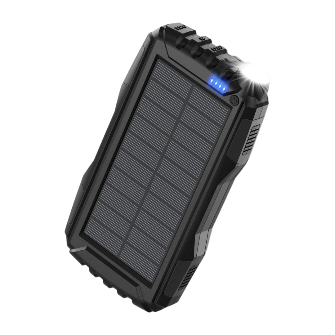 Outdoor Solar Power Bank Portable Charger Deep Black Flashlight Editio ...
