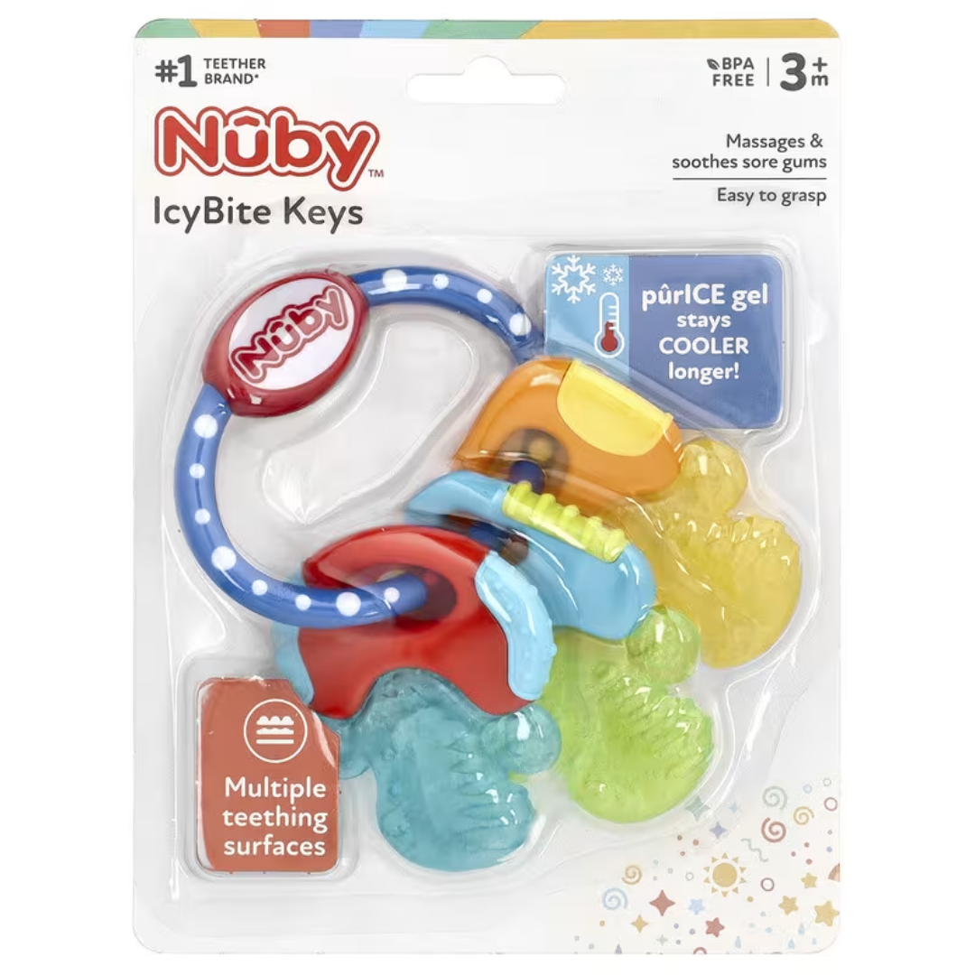 Nuby Ice Gel Soothing Teether Keys, Multiple Teething Surfaces for 3 M ...