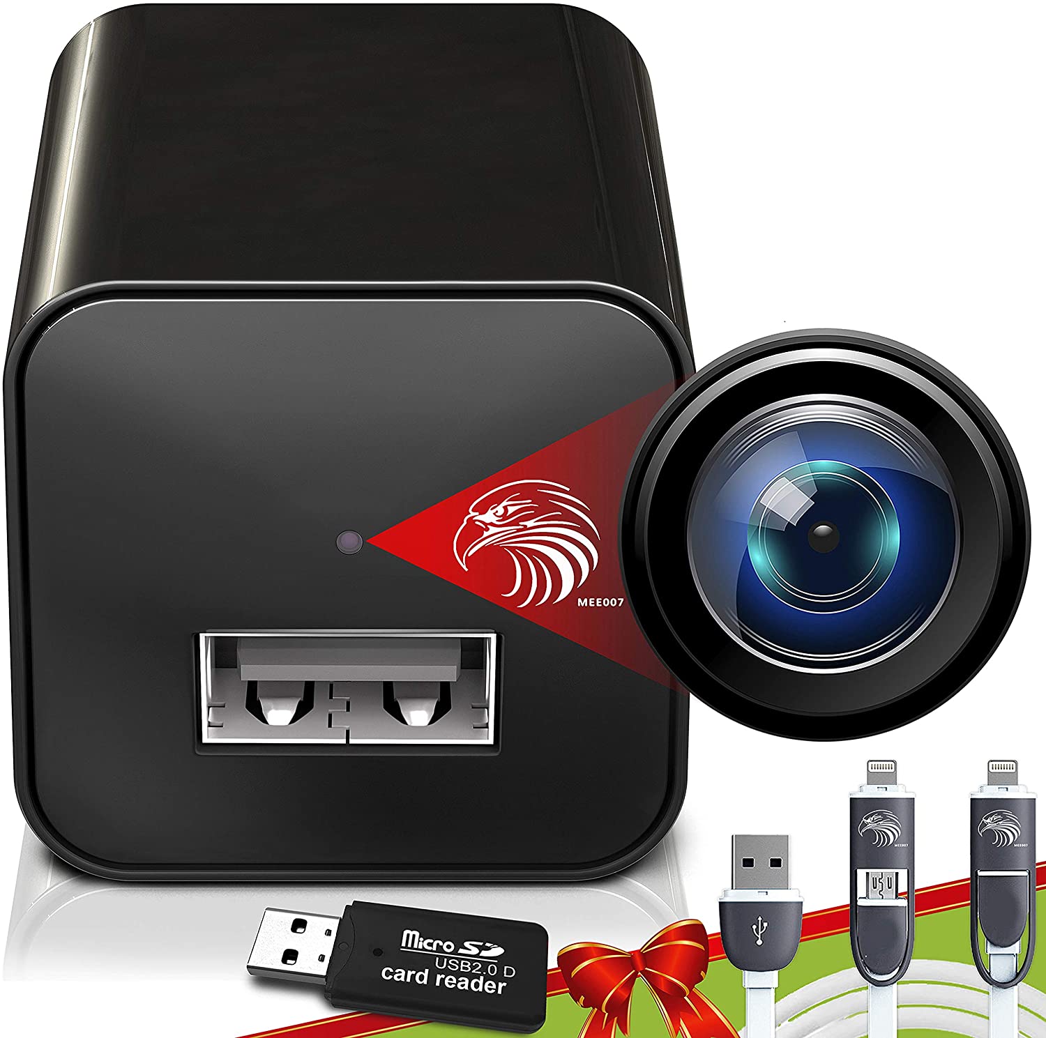 DivineEagle Surveillance USB Charger Camera Full HD 1080p, 90 Degree V ...