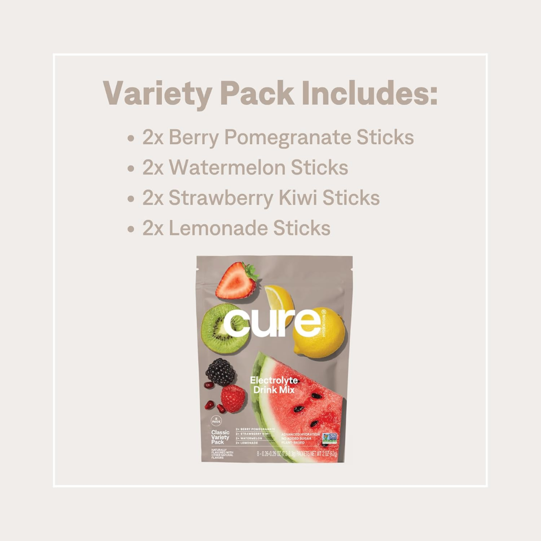 Cure Hydration Electrolyte Drink Mix Classic Variety Pack, 8 Pack ...