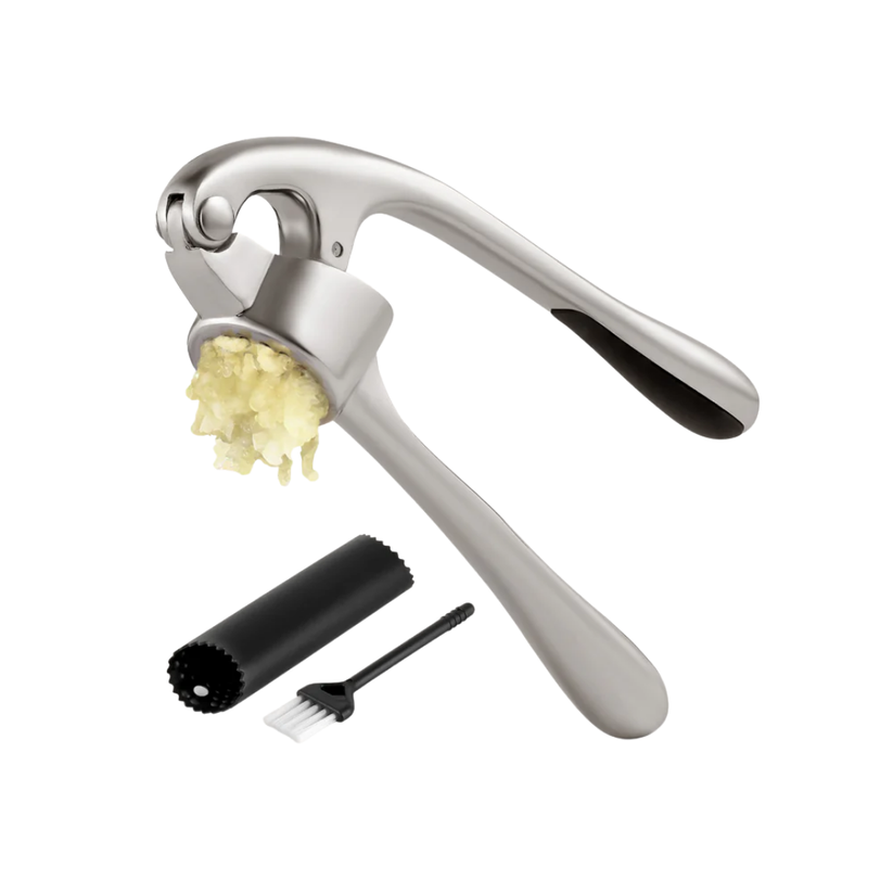 Zulay Kitchen Premium Garlic Press Set Silicone Garlic Peeler & Brush ...