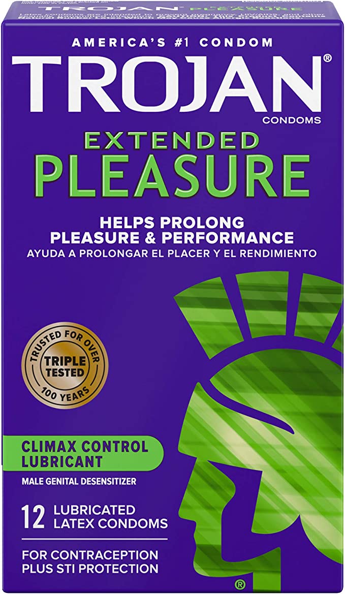 Trojan Extended Pleasure Climax Control Lubricant (12 Lubricated Latex ...