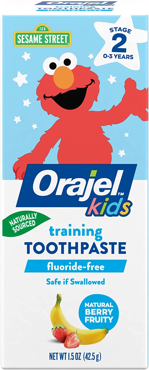 Orajel Kids Elmo Fluoride-Free Training Toothpaste, natural Berry Frui ...