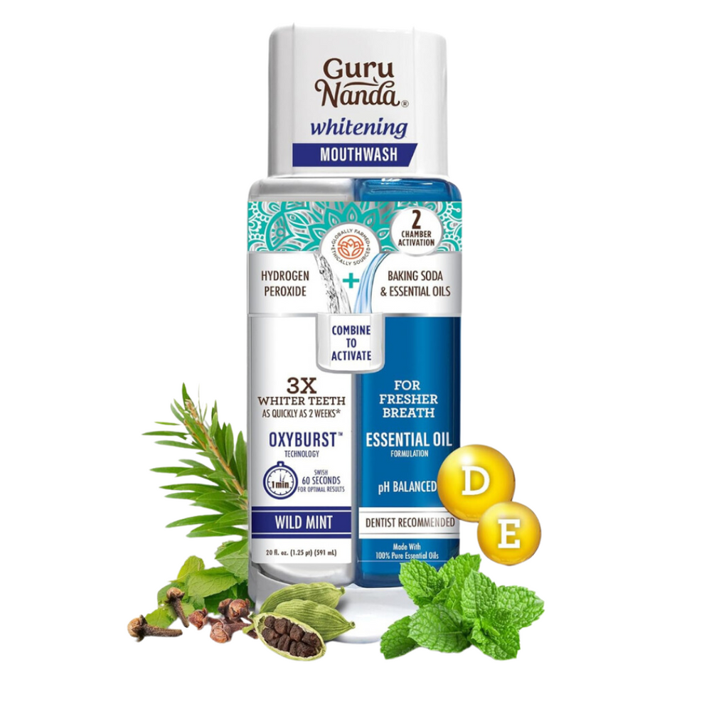 Guru Nanda Whitening Mouthwash 2 Chamber Activation Wild Mint 20 fl oz ...