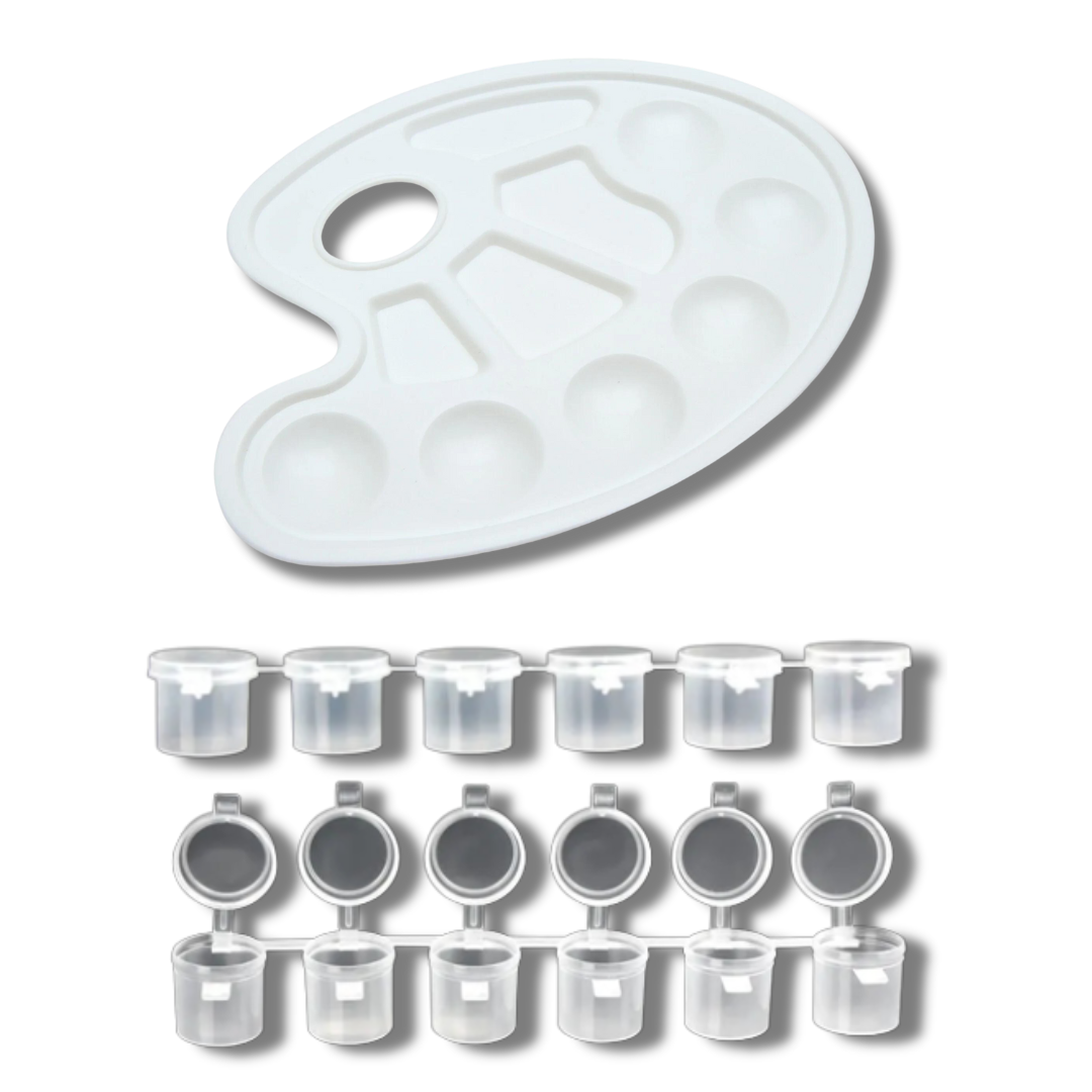 Plastic Palette Paint Tray with Thumb Hole and Mini Paint Pots by Ange ...