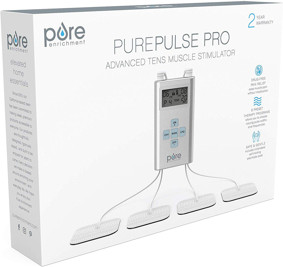 Pure Enrichment PurePulse Pro Advanced TENS Unit 8 Therapy Programs PE ...