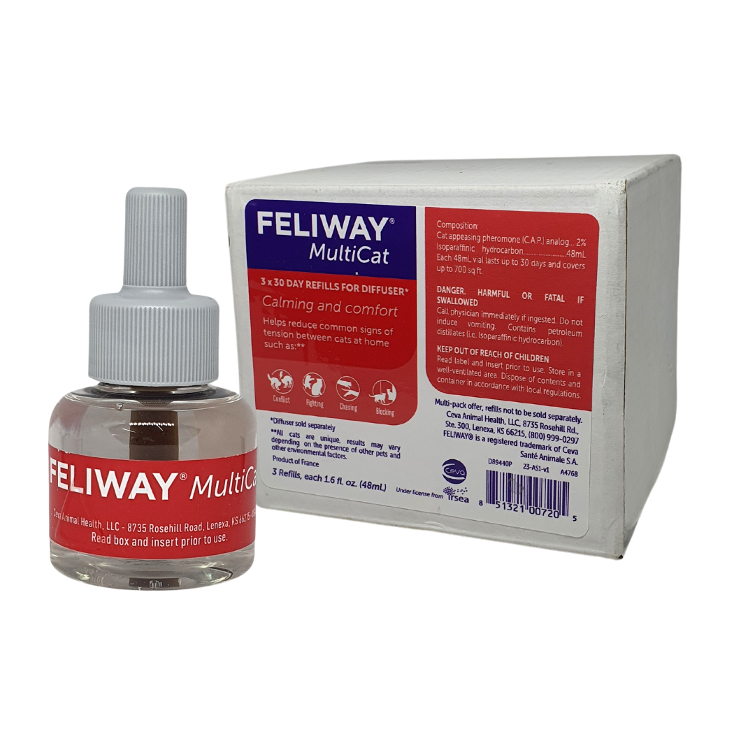 Feliway MultiCat Refills For Diffuser Calming and Comfort - 3 Refilss ...