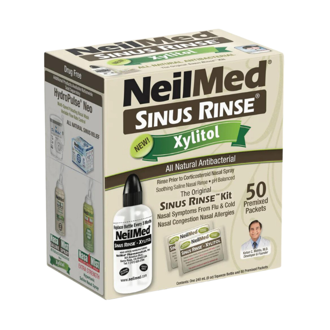 NeilMed Sinus Rinse All Natural Antibacterial Sinus Rinse Kit 50 Premi ...
