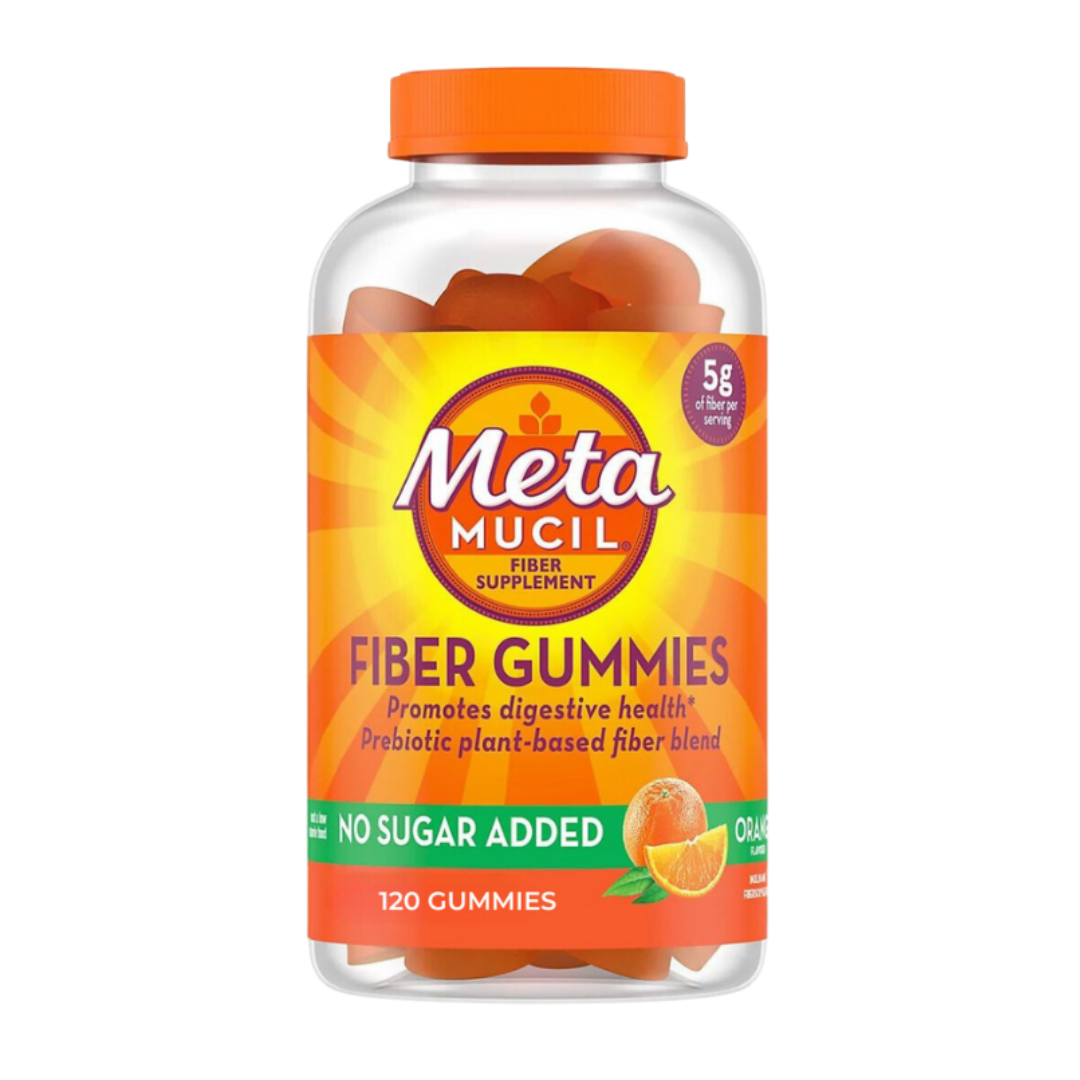 MetaMucil Fiber Supplement Gummies No Sugar Added Orange Flavor 120 Gu ...
