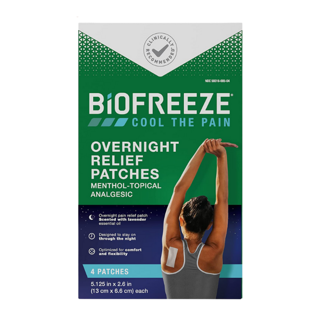 Biofreeze Cool The Pain Overnight Relief Patches Menthol-Topical 4 Pat ...