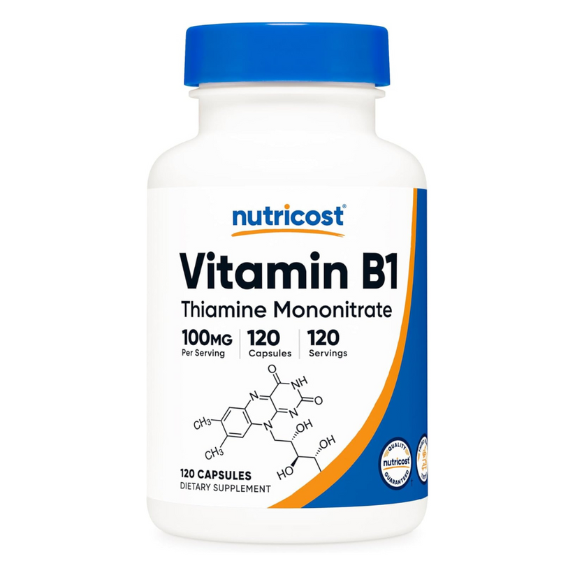 Nutricost Vitamin B1 Thiamine Mononitrate 100mg Supplement 120 Capsule ...