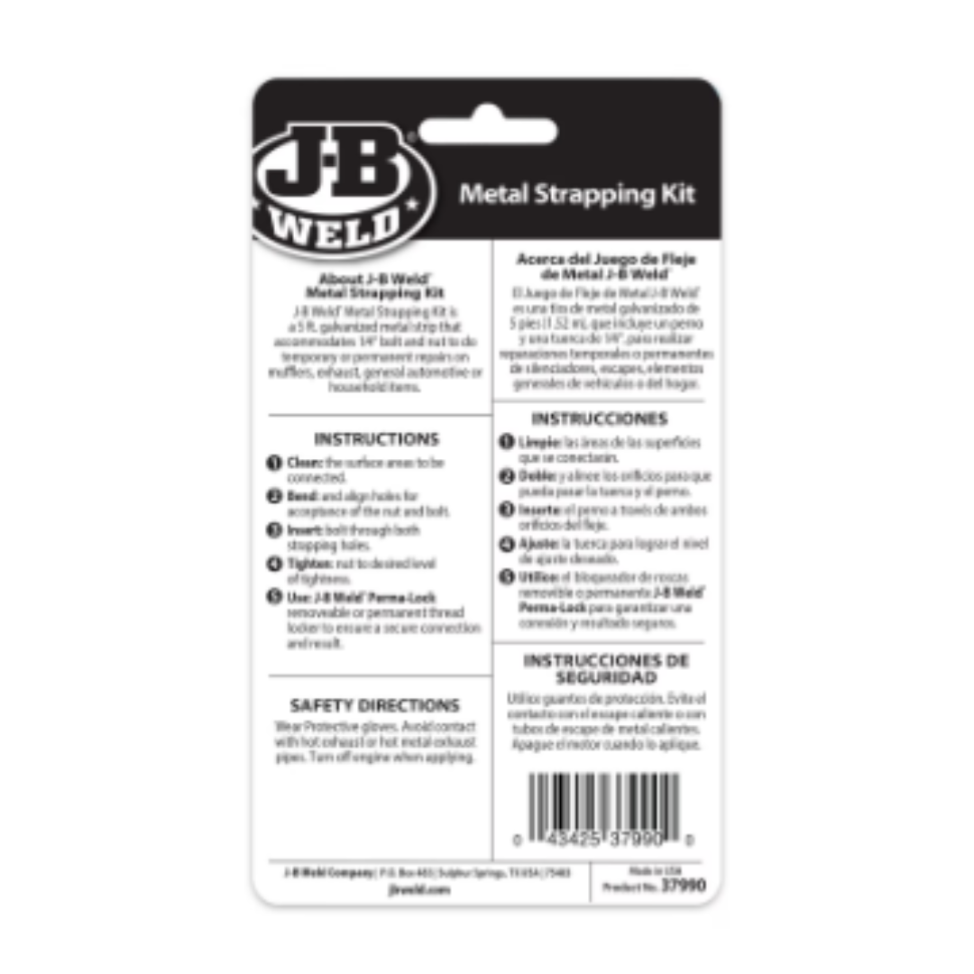 JB Weld Metal Strapping Kit 3/4in x 60in Metal Strap / 2 Bolts & Nuts ...