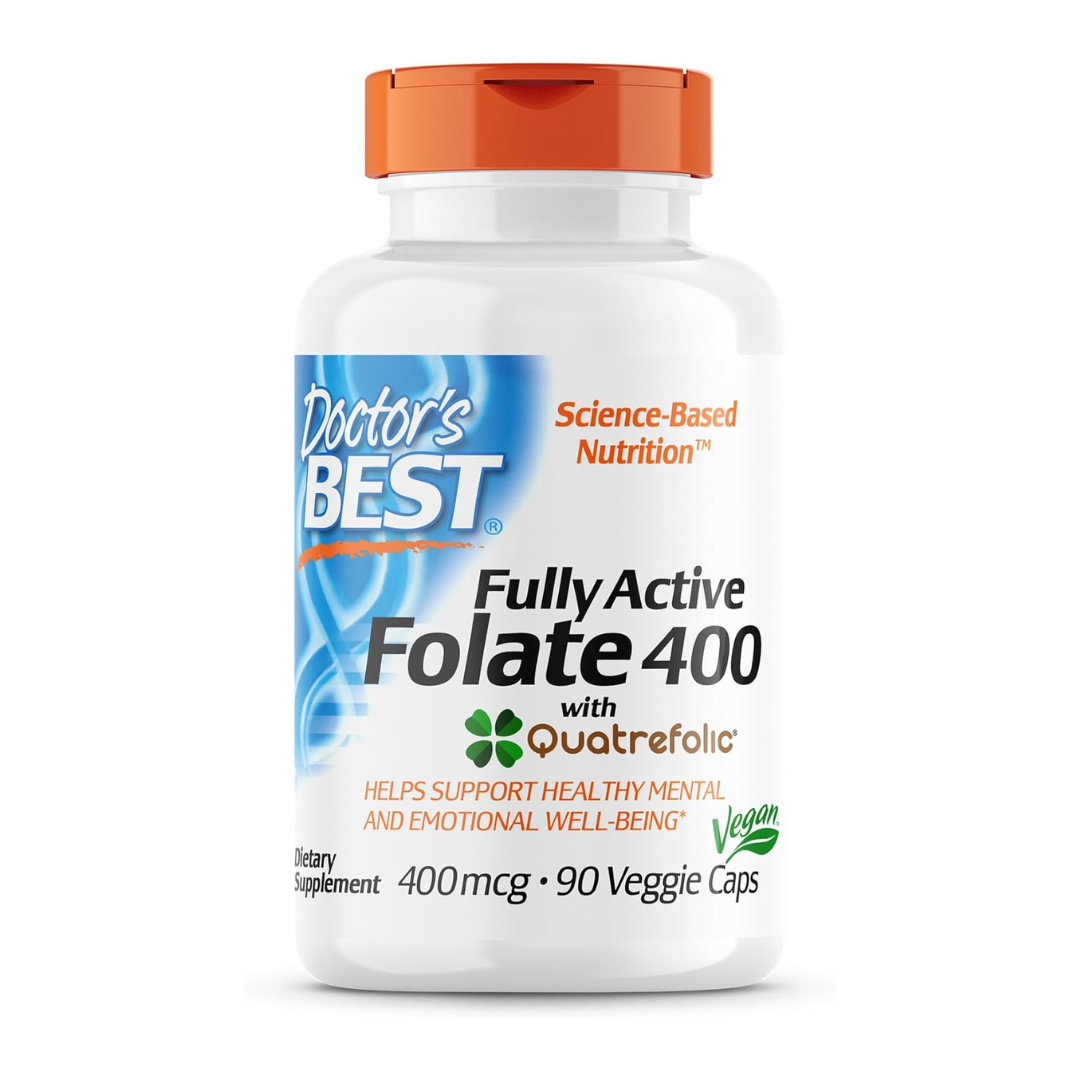 Doctor's Best Fully Active Folate 400 with Quatrefolic 400mcg Suppleme ...