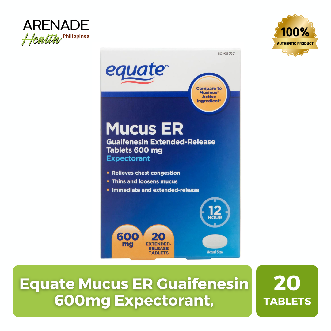 Equate Mucus ER Guaifenesin 600mg Expectorant, 20 Extended-Release Tab ...