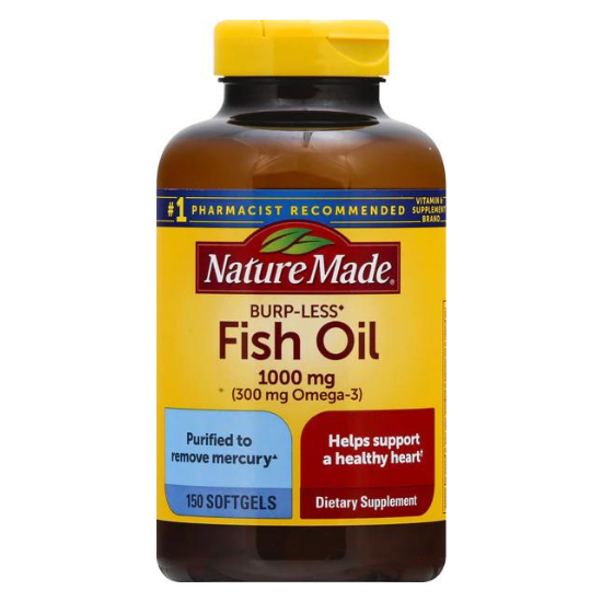 Nature Made Burpless Fish Oil 1000 mg w. Omega-3 300 mg Softgels 150 C ...