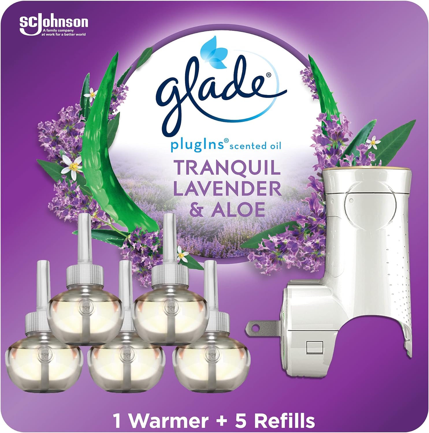Glade Plug Ins Scented Oil Lavender & Aloe 1 Warner + 5 Refills ...