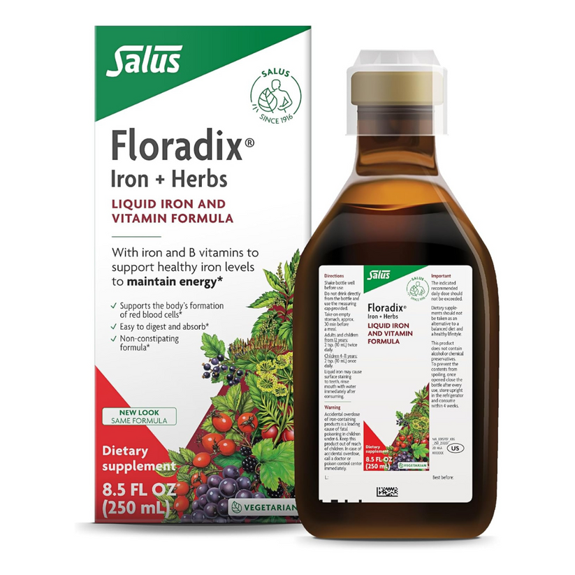 Salus Floradix Iron + Herbs Liquid Iron And Vitamin Formula Supplement ...