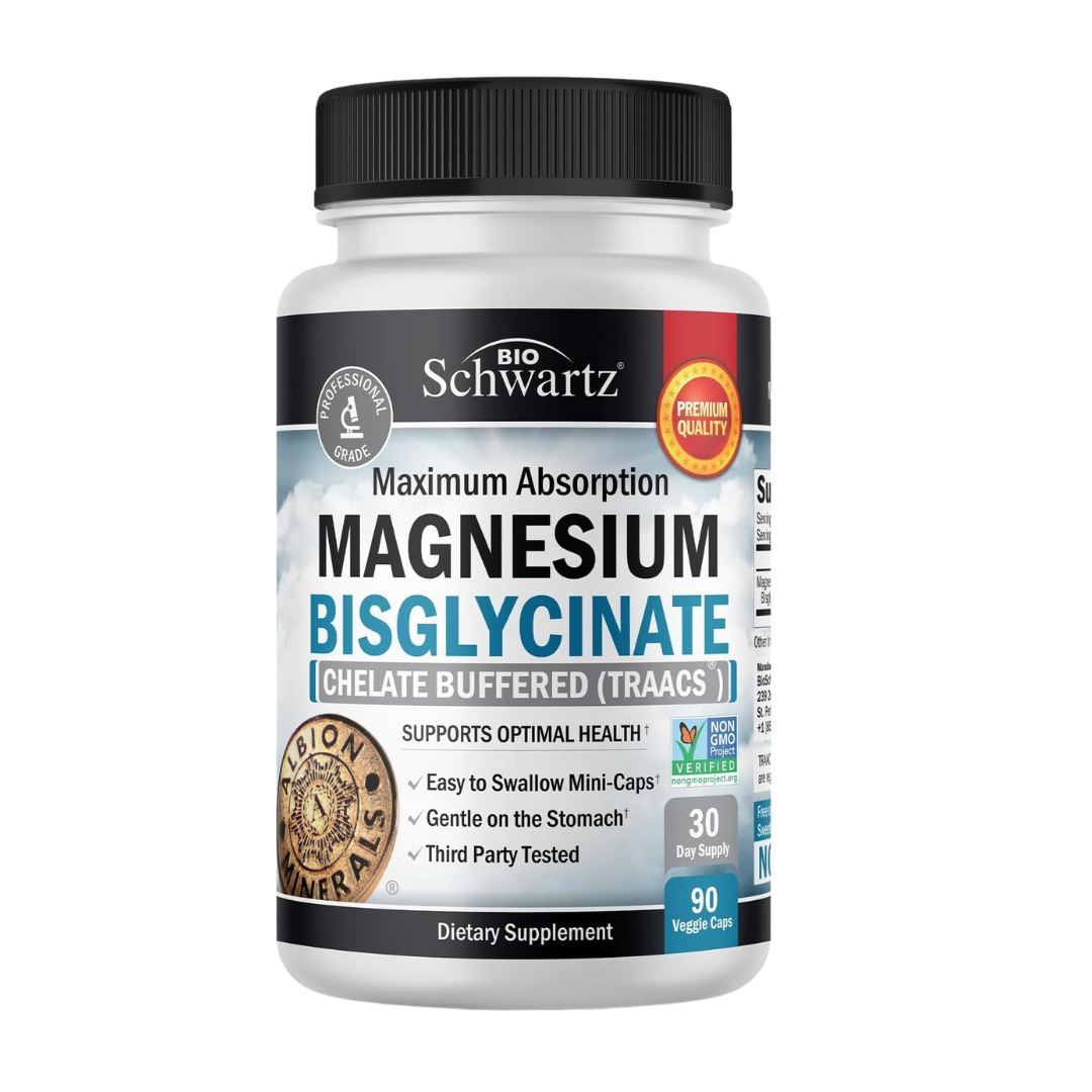 BIOSCHWARTZ Magnesium Bisglycinate Chelate Buffered, 90 Vegie Capsules ...