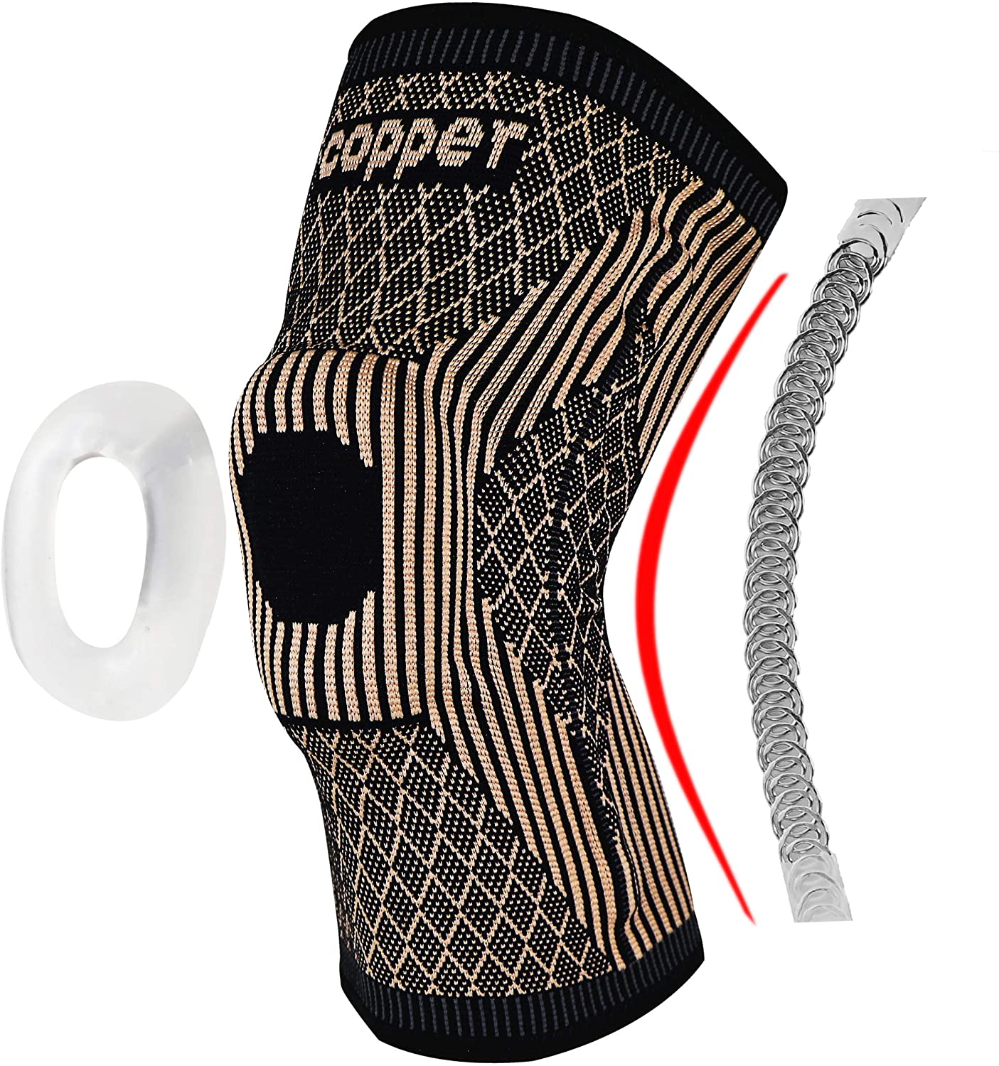 Copper Knee Brace with Patella Gel Pads & Side Stabilizers 1 Knee Brac ...