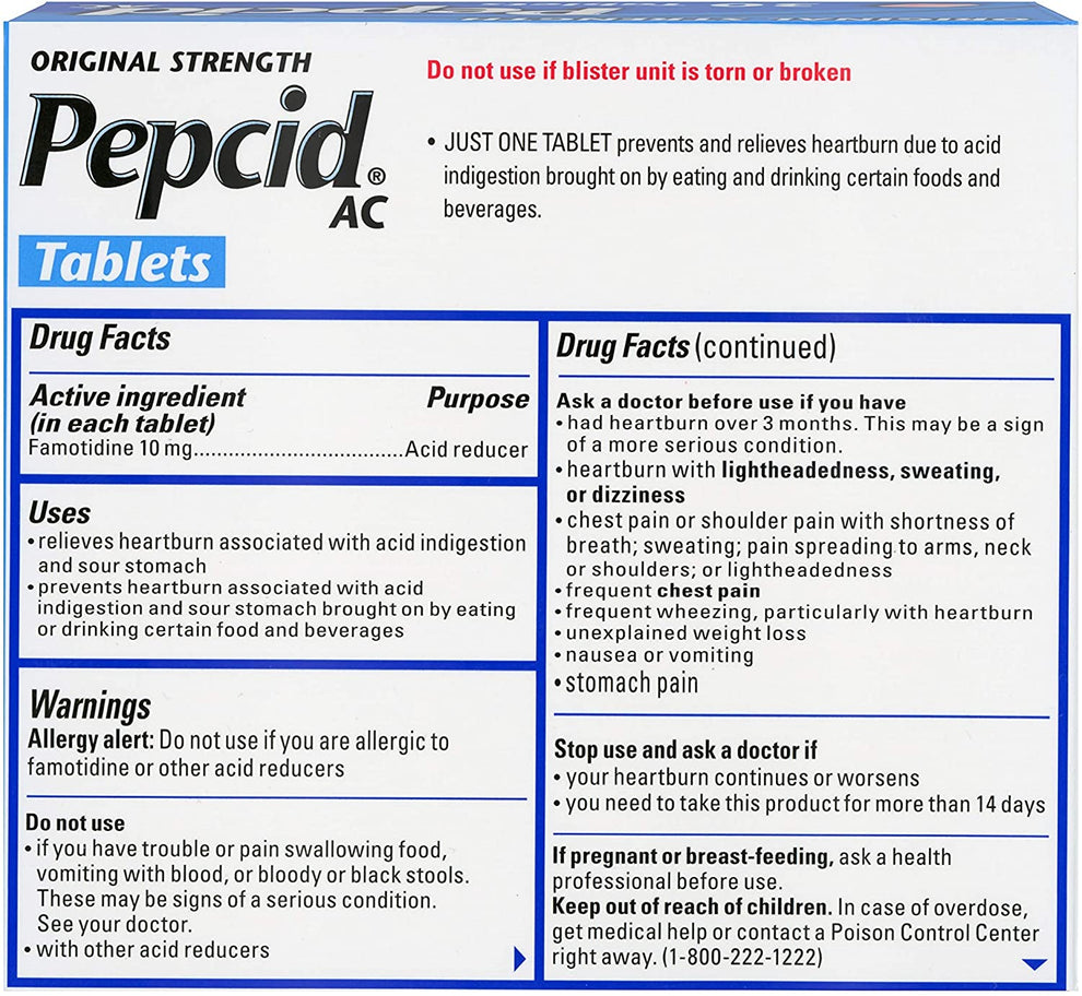 Pepcid AC Original Strength Acid Reducer 10mg, 30 Tablets – arenade.ph
