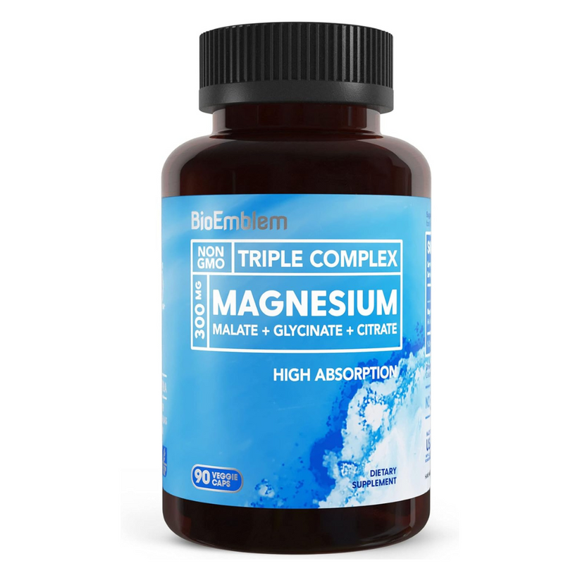 BioEmblem Triple Complex Magnesium 300mg Supplement 90 Veggie Caps ...