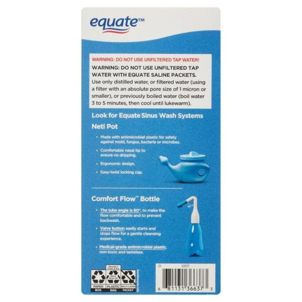 Equate All Natural Saline Packets Sinus Wash Refills Nasal Congestion ...