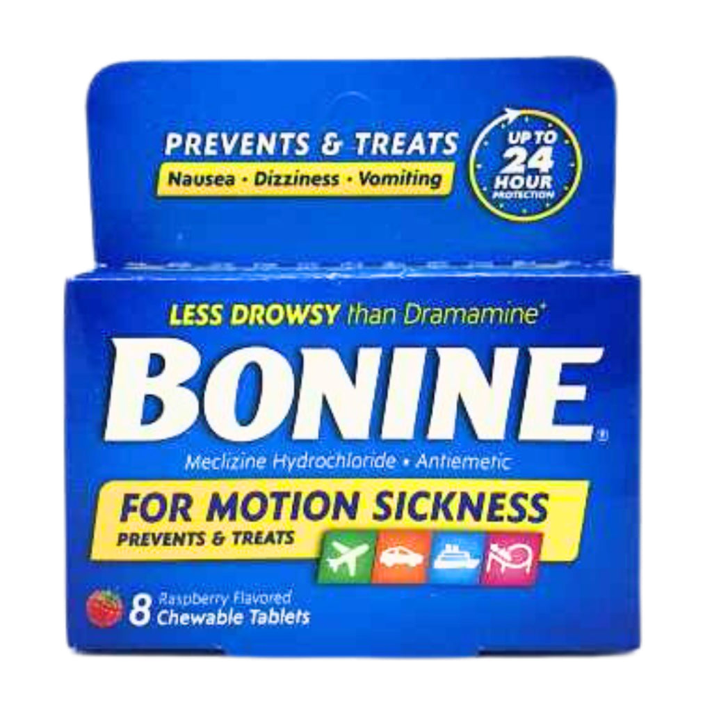 Bonine Less Drowsy than Dramamine For Motion Sickness - 8 Chewable Tab ...